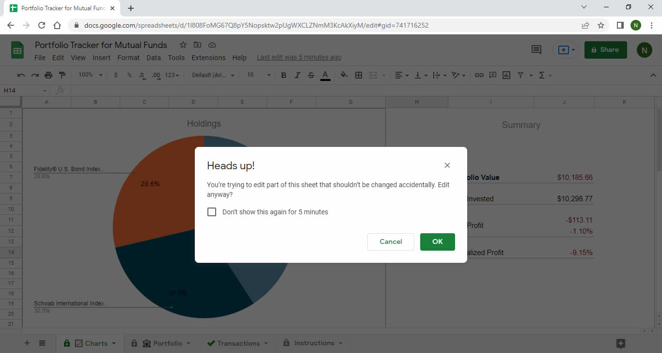 ETF, Mutual & Index fund portfolio tracker spreadsheet - Investing