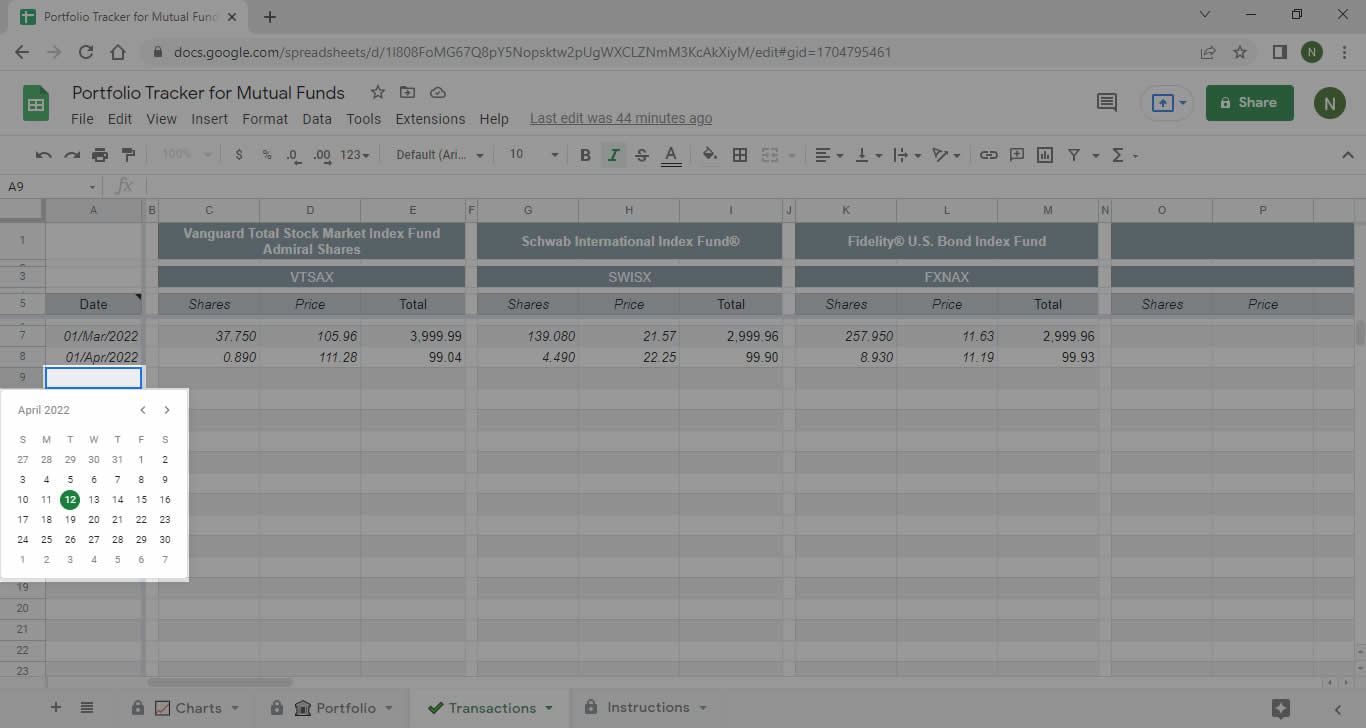 ETF, Mutual & Index fund portfolio tracker spreadsheet - Investing