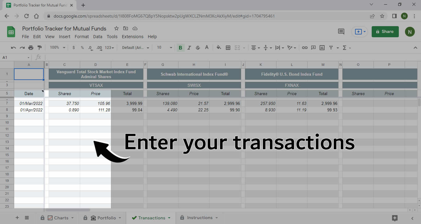 ETF, Mutual & Index fund portfolio tracker spreadsheet - Investing
